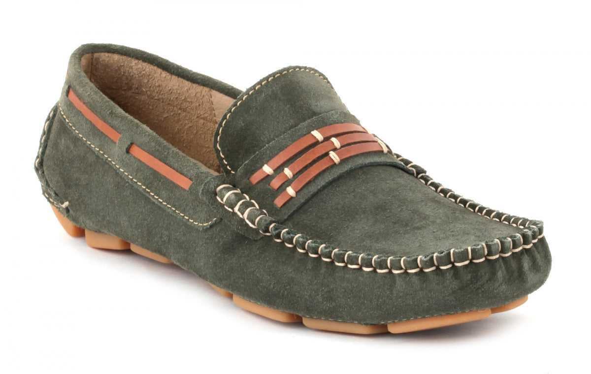 Buy Dark Green Pure Leather Driving Shoes for Men - TZARO